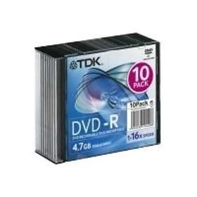 TDK DVD-R 4.7GB 16x 10-pack Slim Case - Find the right product with PriceSpy